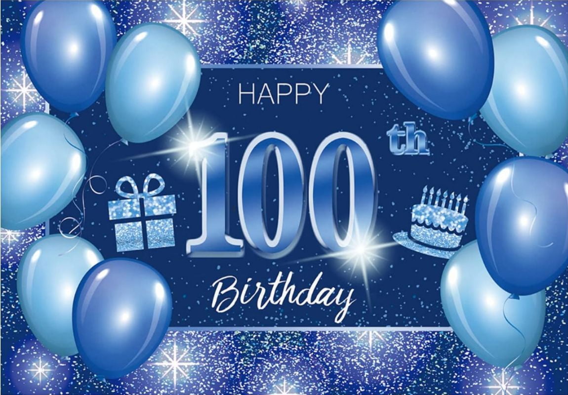 Happy 100th Birthday Backdrop Banner r Blue Cheers to 100 Years Old ...