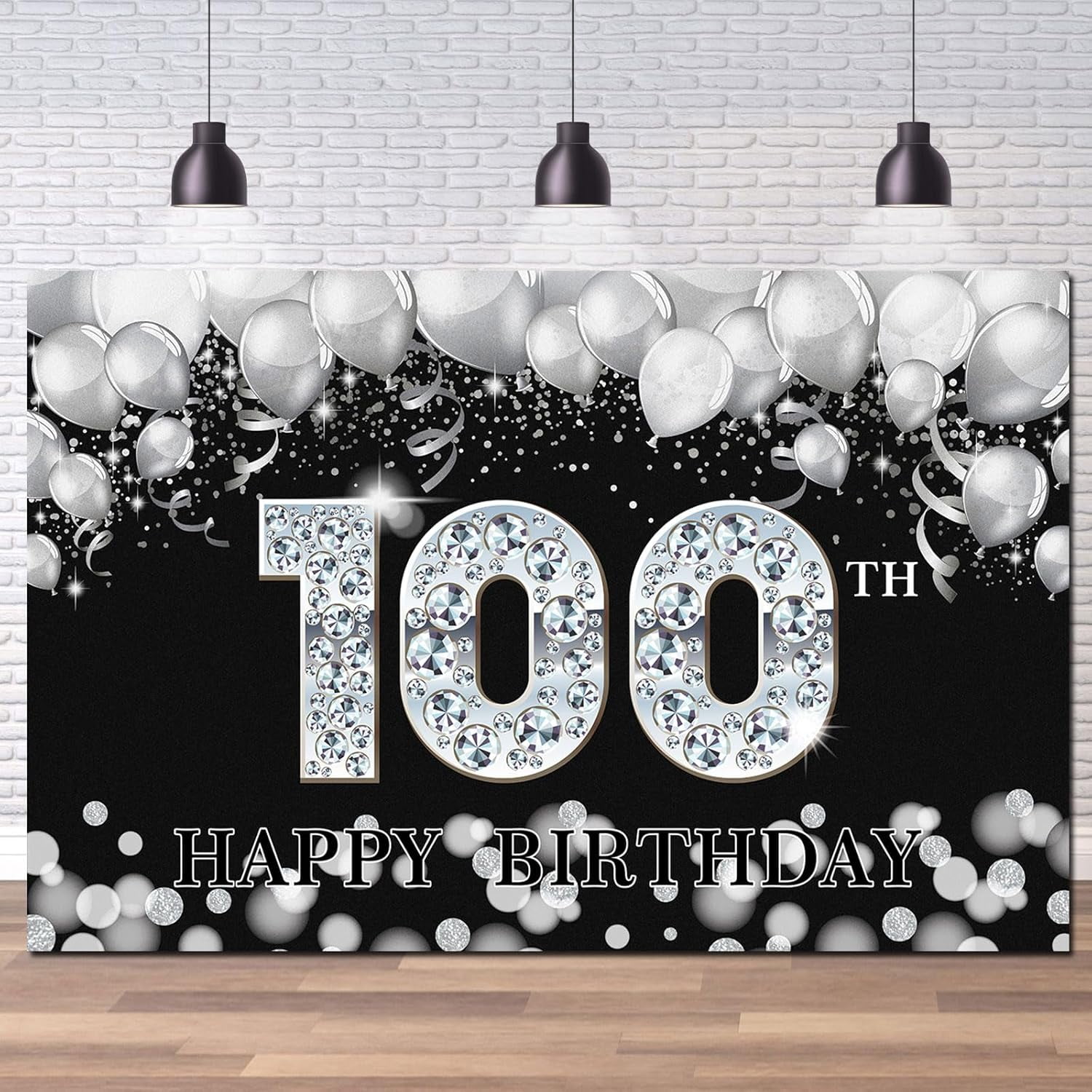 Happy 100th Birthday Backdrop, One Hundred Years Old Birthday ...