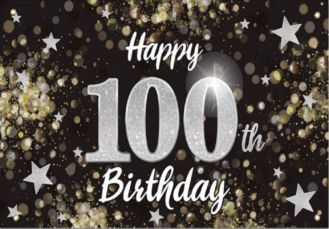 Happy 100th Birthday Background Custom Backdrop Golden Photo Man ...