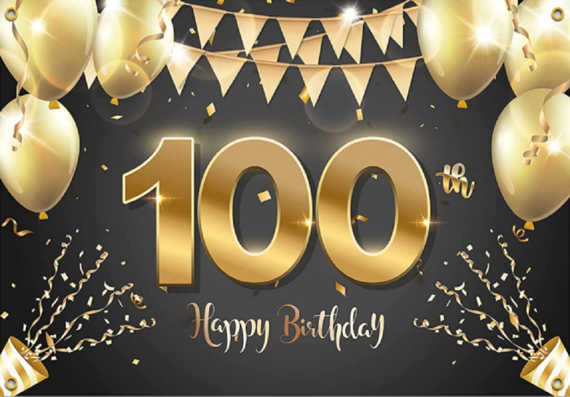 Happy 100th Birthday Background Custom Backdrop Golden Photo Man ...