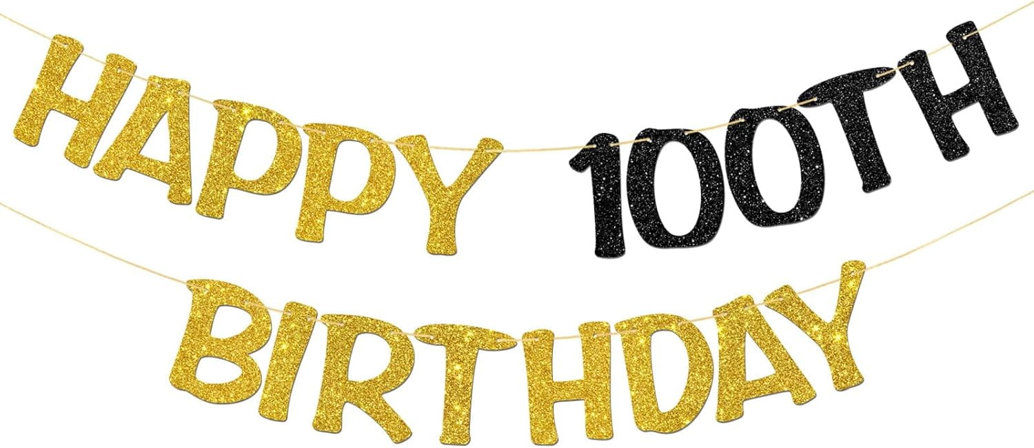 Happy 100th Birthday Banner - Adult 100th Birthday Party Garland ...
