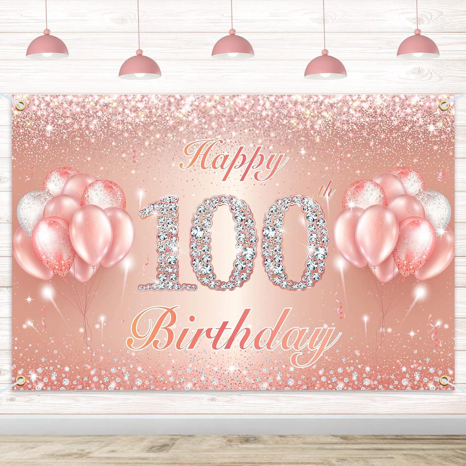 Happy 100th Birthday Banner Backdrop - 100 Birthday Party Decorations ...