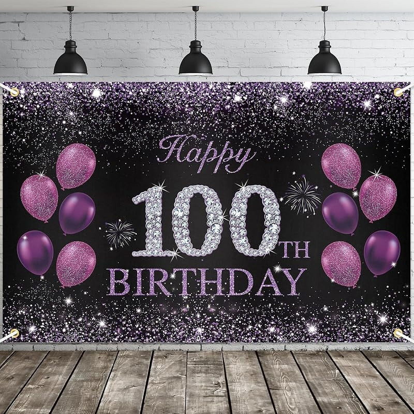 Happy 100th Birthday Banner, Happy Birthday Party Decorations, Birthday ...