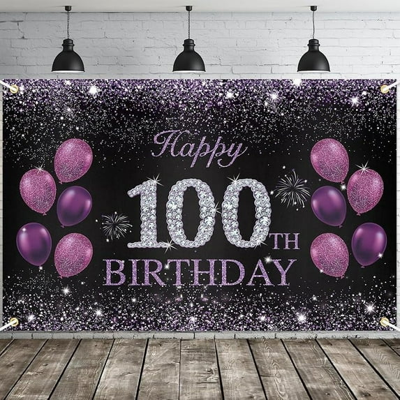 Happy 100th Birthday Banner, Happy Birthday Party Decorations, Birthday ...