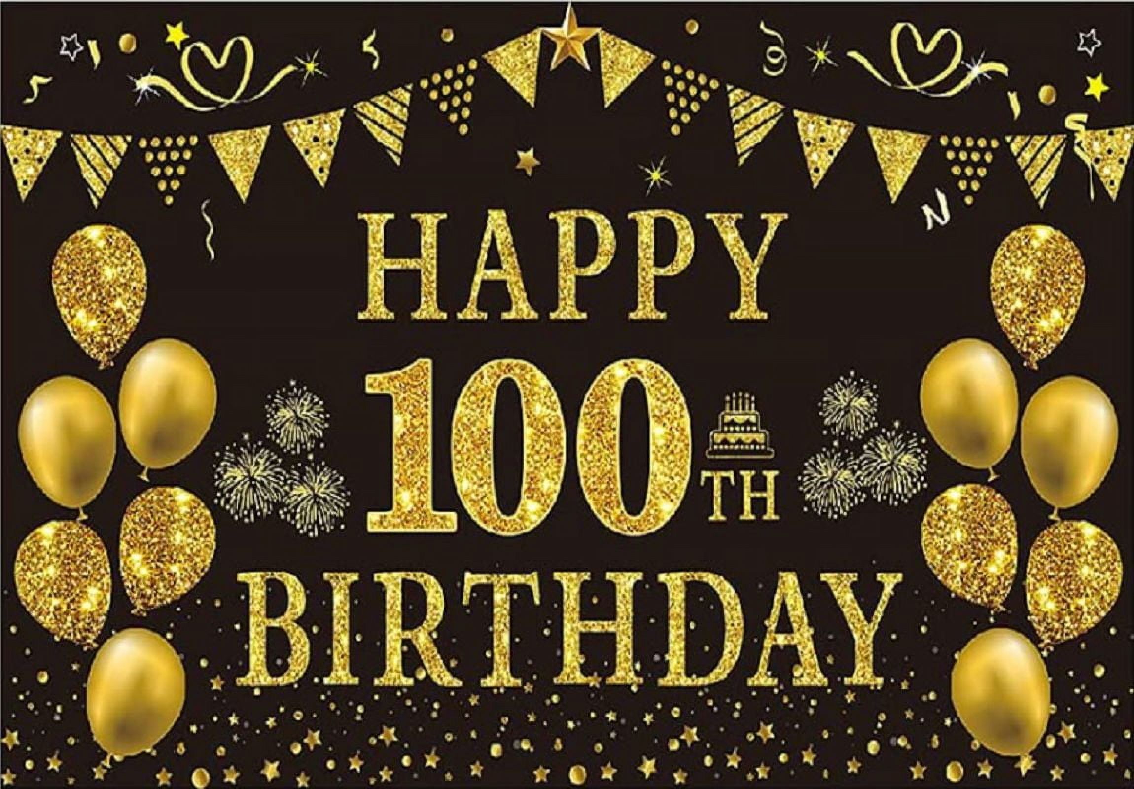 Happy 100th Birthday Custom Backdrop Golden Background Photography ...