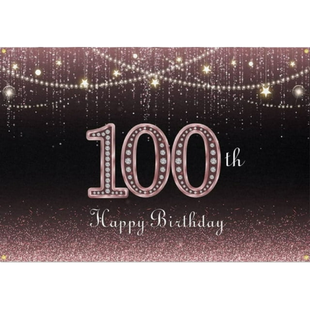 Happy 100th Birthday Custom Backdrop Golden Background Photography ...
