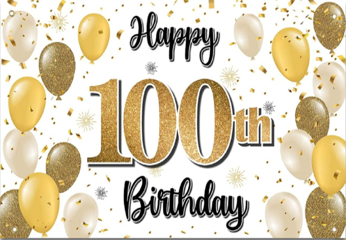 Happy 100th Birthday Custom Backdrop Golden Background Photography ...