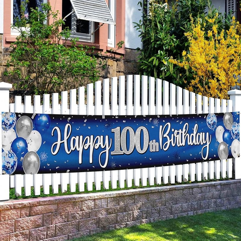 Happy 100th Birthday Decorations Large Outdoor Banner 120 x 20 Inch ...
