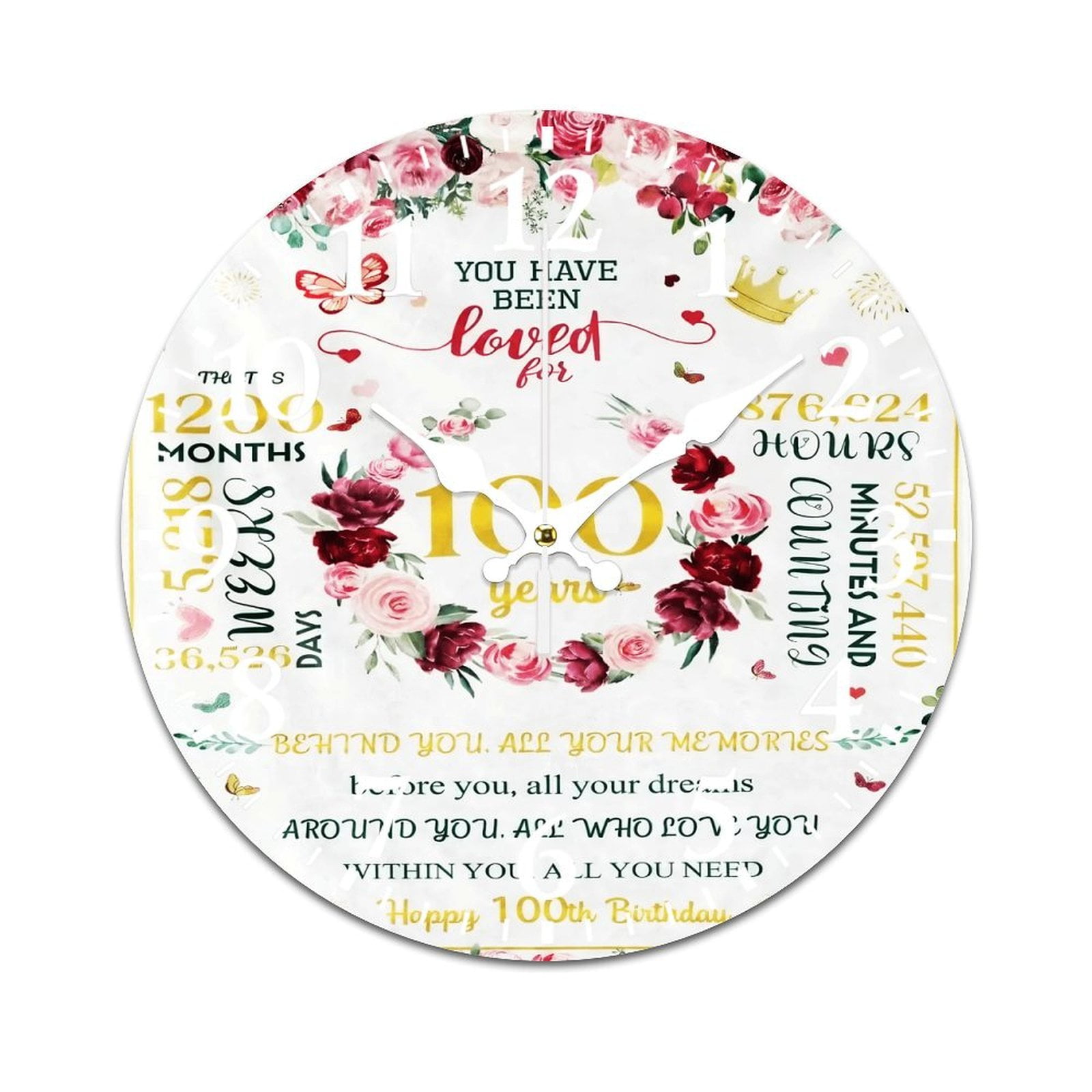 Happy 100th Birthday Wall Clock Modern Design Clocks Wall Hanging Home ...