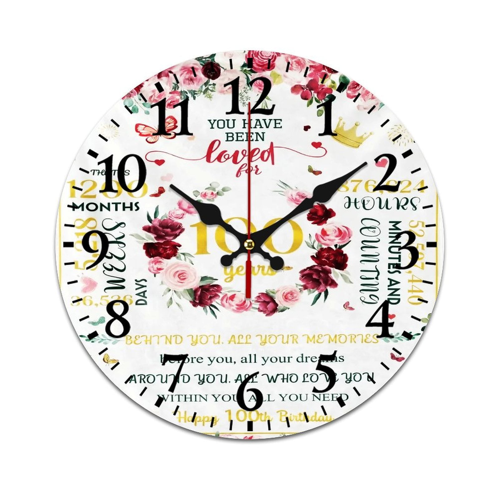 Happy 100th Birthday Wall Clock Modern Design Clocks Wall Hanging Home ...