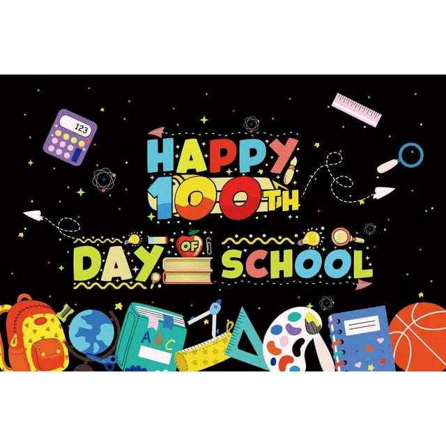 Happy 100th Day IOf School Backdrop Students Kindergarten Preschool ...