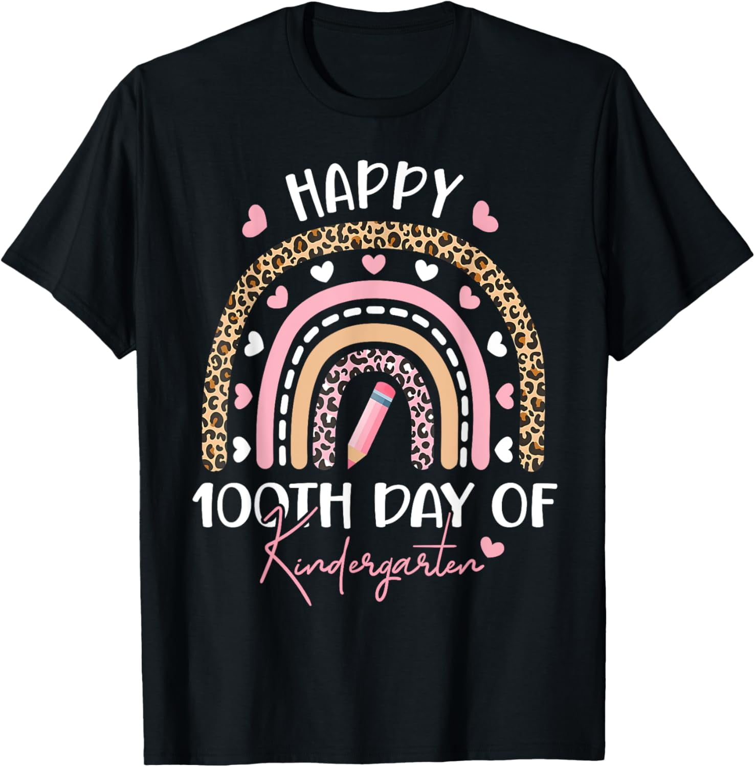 Happy 100th Day Of Kindergarten 100 Days Of School Teacher T-Shirt ...