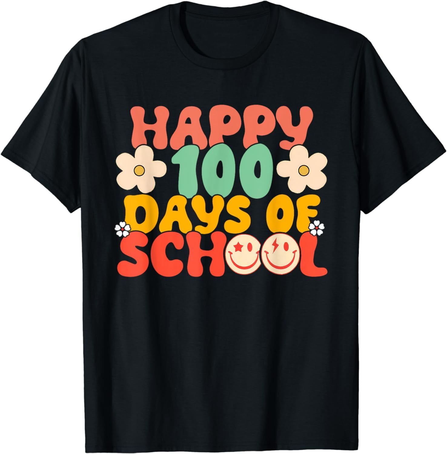 Happy 100th Day Of School Teacher Kids Groovy 100 Days Meme T-Shirt ...