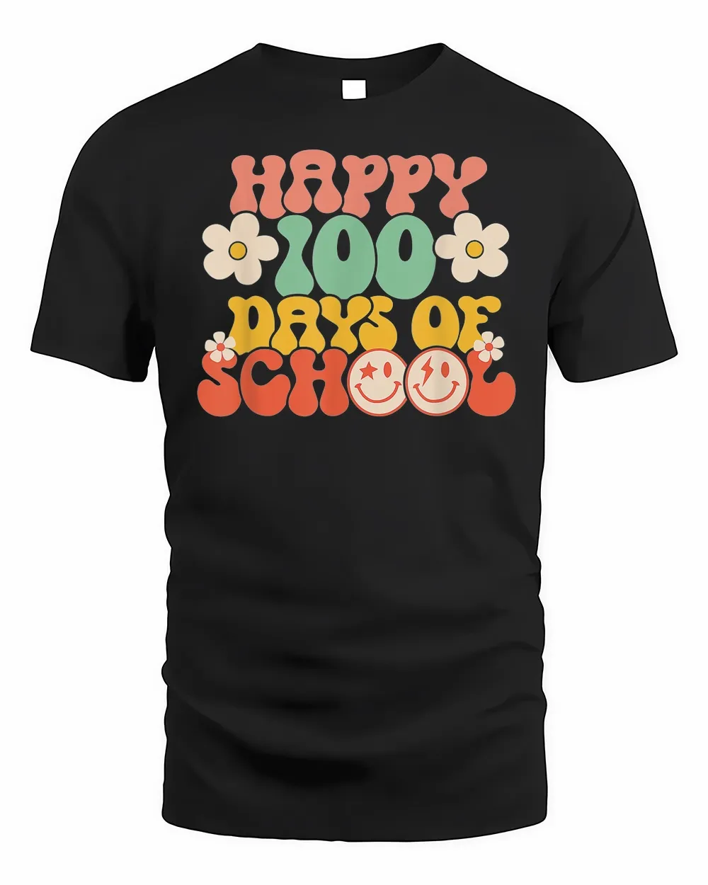 Happy 100th Day Of School Teacher Kids Retro Groovy 100 Days Shirt ...