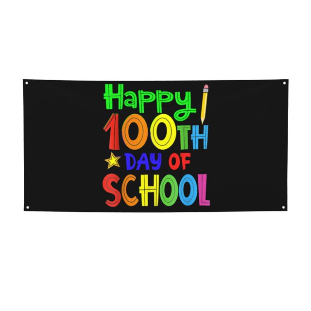 Happy 100th Day Of School Teachers Students Banner Backdrop Porch Sign ...
