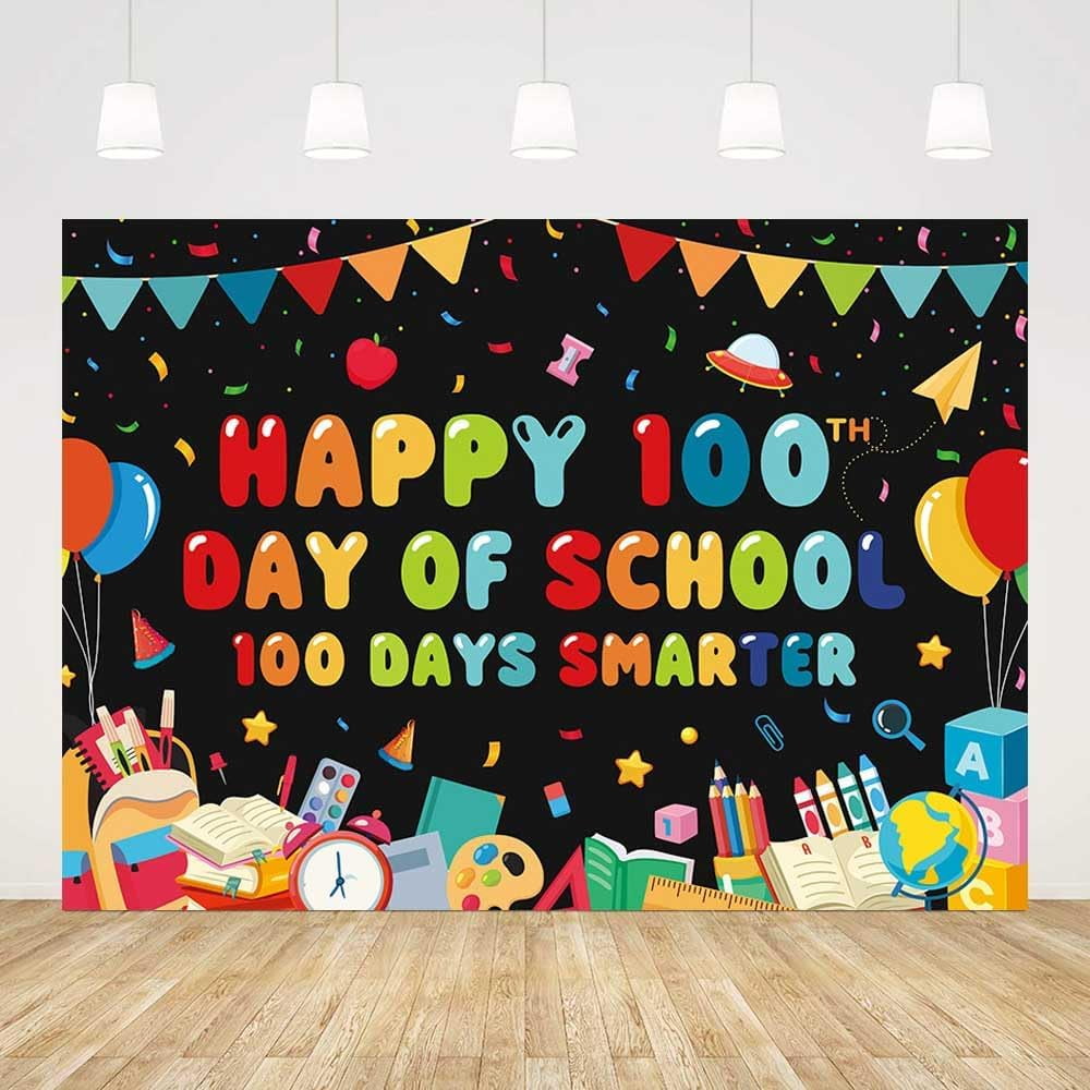 Happy 100th Day of School Backdrop 100 Days Smarter Photography ...