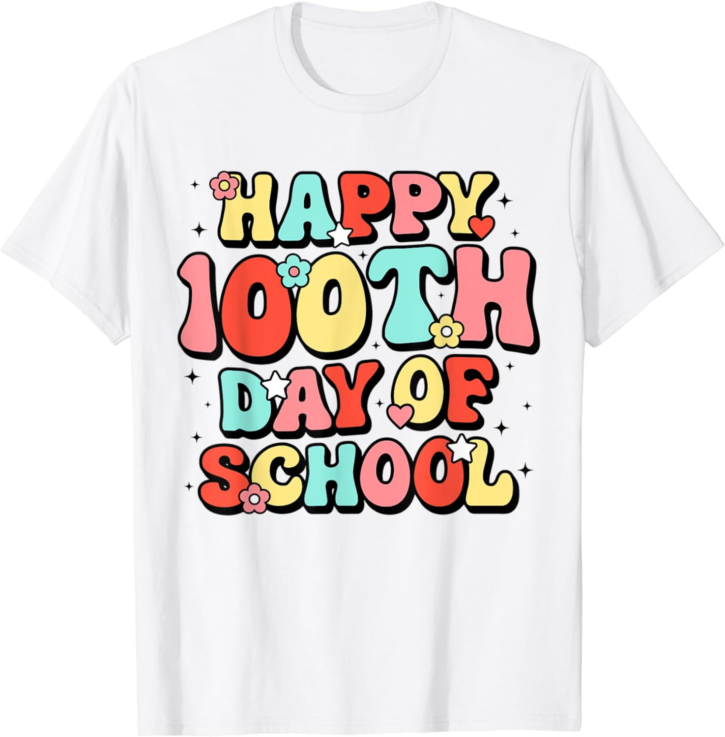Happy 100th Day of School Groovy Teacher Students Kids T-Shirt ...