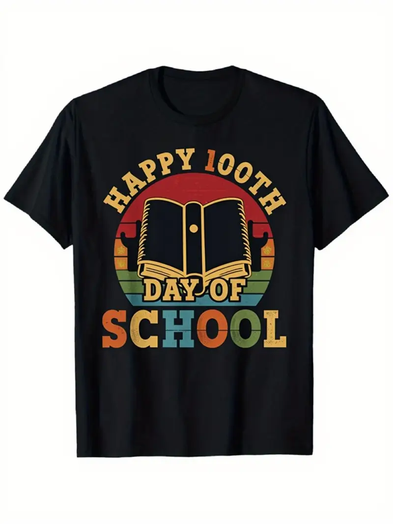Happy 100th Day of School Retro Book Graphic for Teacher Women Unisex ...