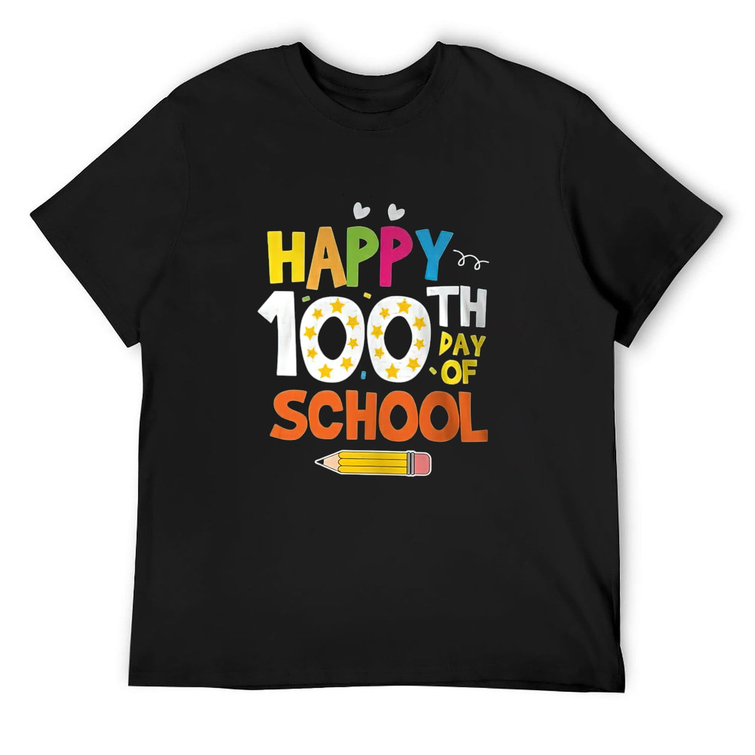 Happy 100th Day of School Stars Kids Teacher T-Shirt Black Medium ...