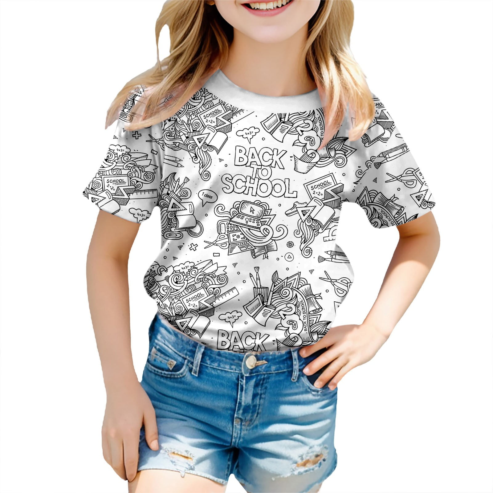 Happy 100th Day of School T-Shirt Girl Coloring Fun DIY Hand Painted ...