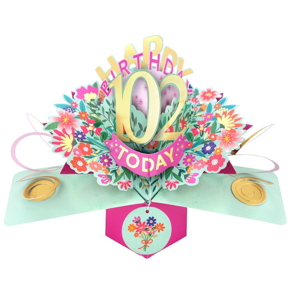 Happy 102nd Birthday 102 Today Pop-Up Greeting Card Love Kate's Pop Up ...