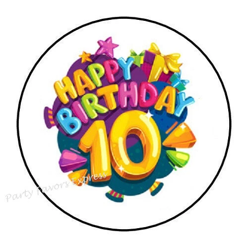 Happy 10Th Birthday Stickers Party Favors Phone Decal Water Bottle ...