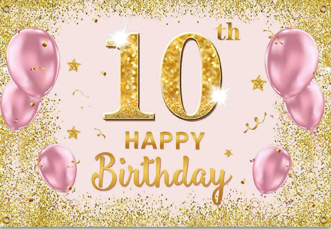 Happy 10th Anniversary Backdrop Banner r Red Cheer to 10th Birthday ...