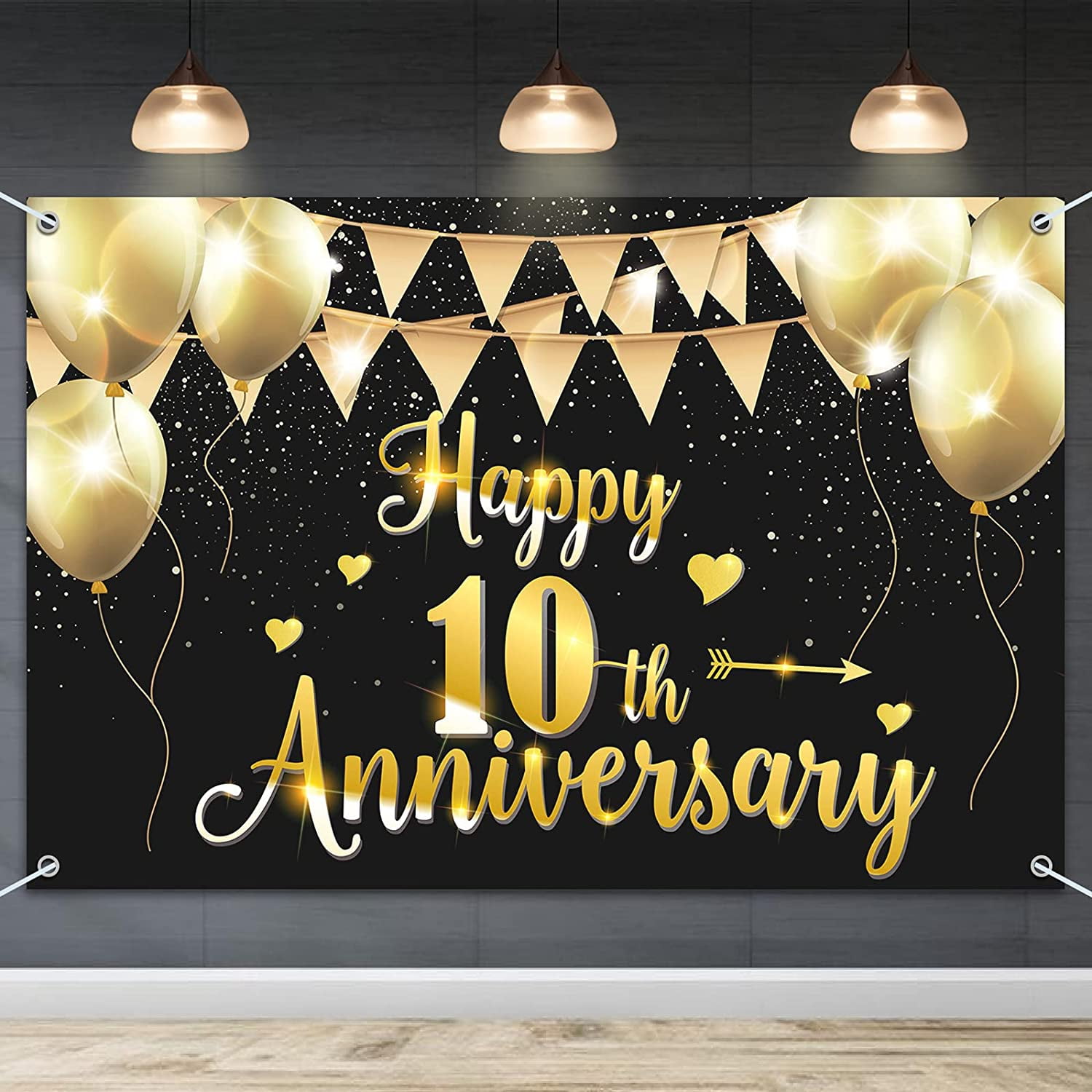 Happy 10th Anniversary Banner Backdrop - 10 Wedding Anniversary ...