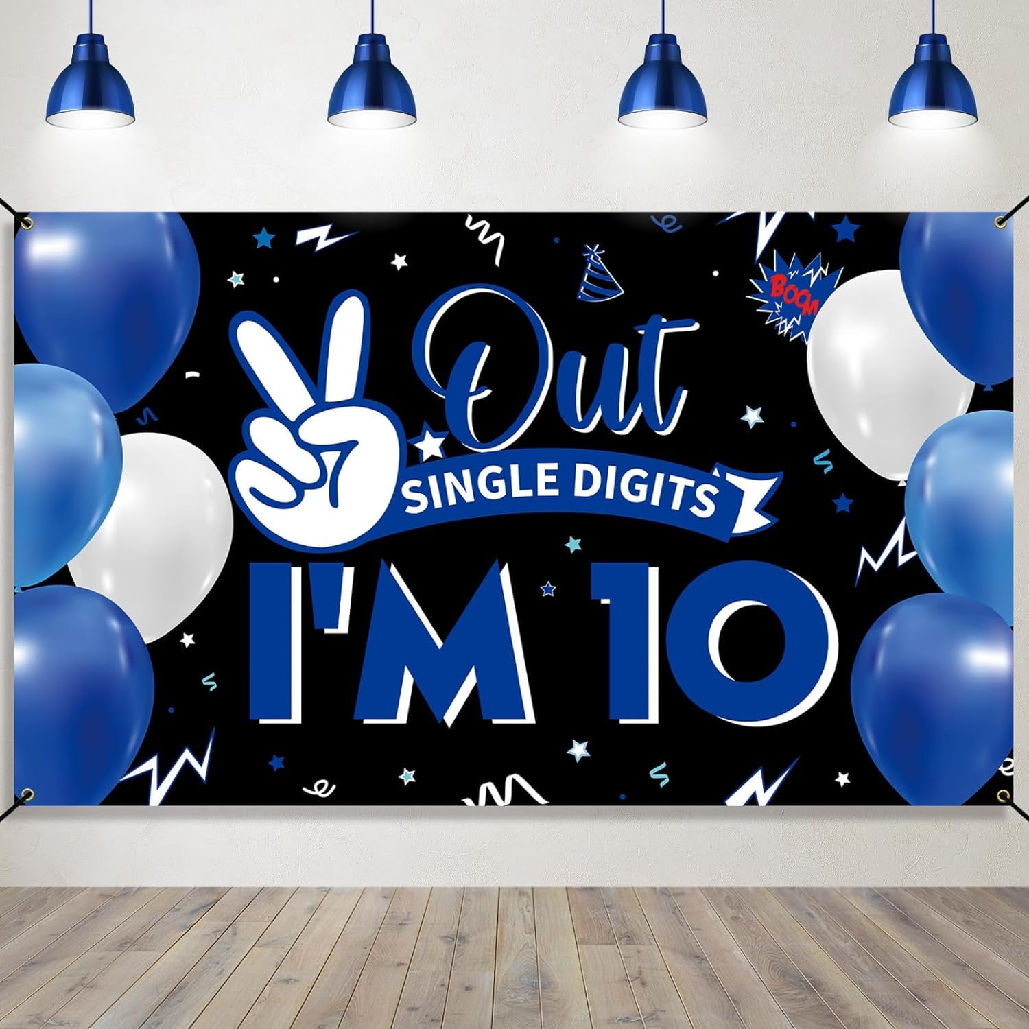 Happy 10th Birthday Backdrop Banner, 10th Birthday Decorations for Boys ...