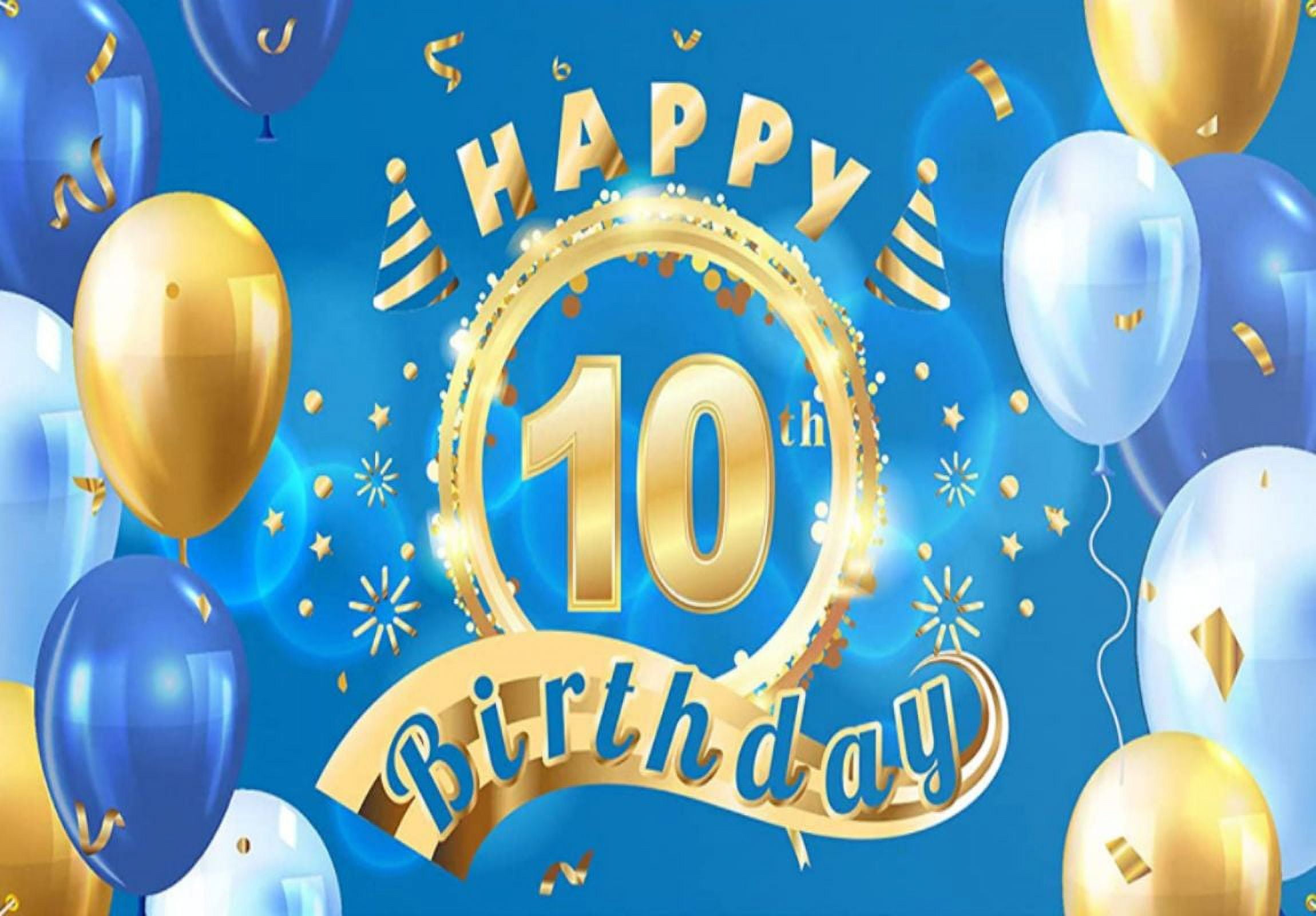 Happy 10th Birthday Backdrop Banner Pink Purple Poster Party Photo ...