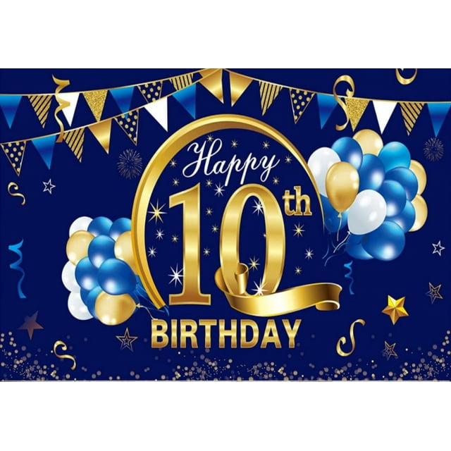 Happy 10th Birthday Backdrop Banner Pink Purple Poster Party Photo ...