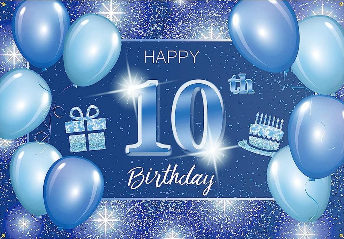 Happy 10th Birthday Background Princess Custom Backdrop Golden ...