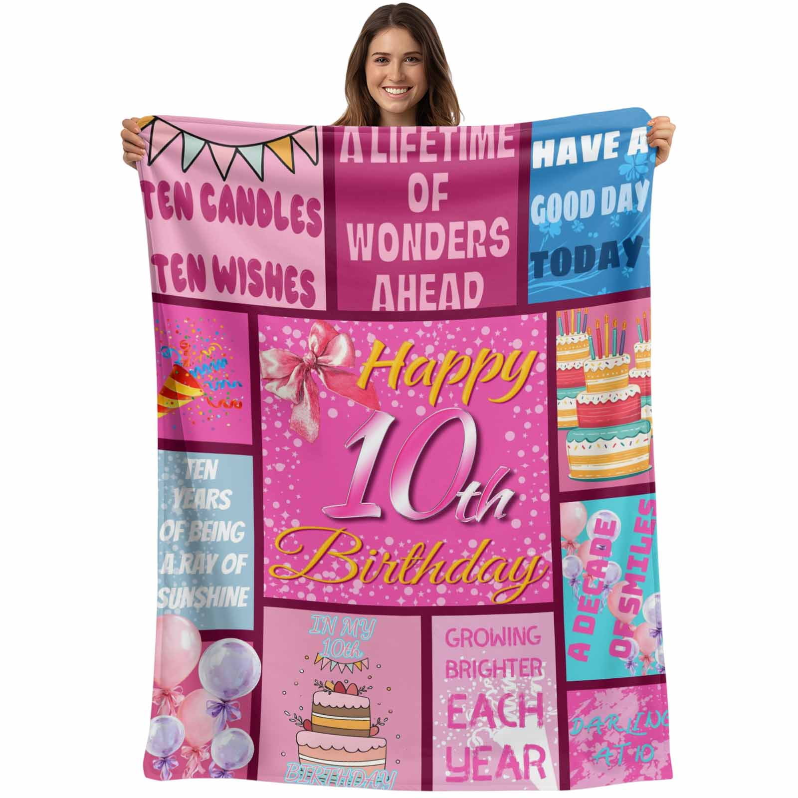 Happy 10th Birthday Blanket Soft Cozy Warm Throw Blanket for Couch ...