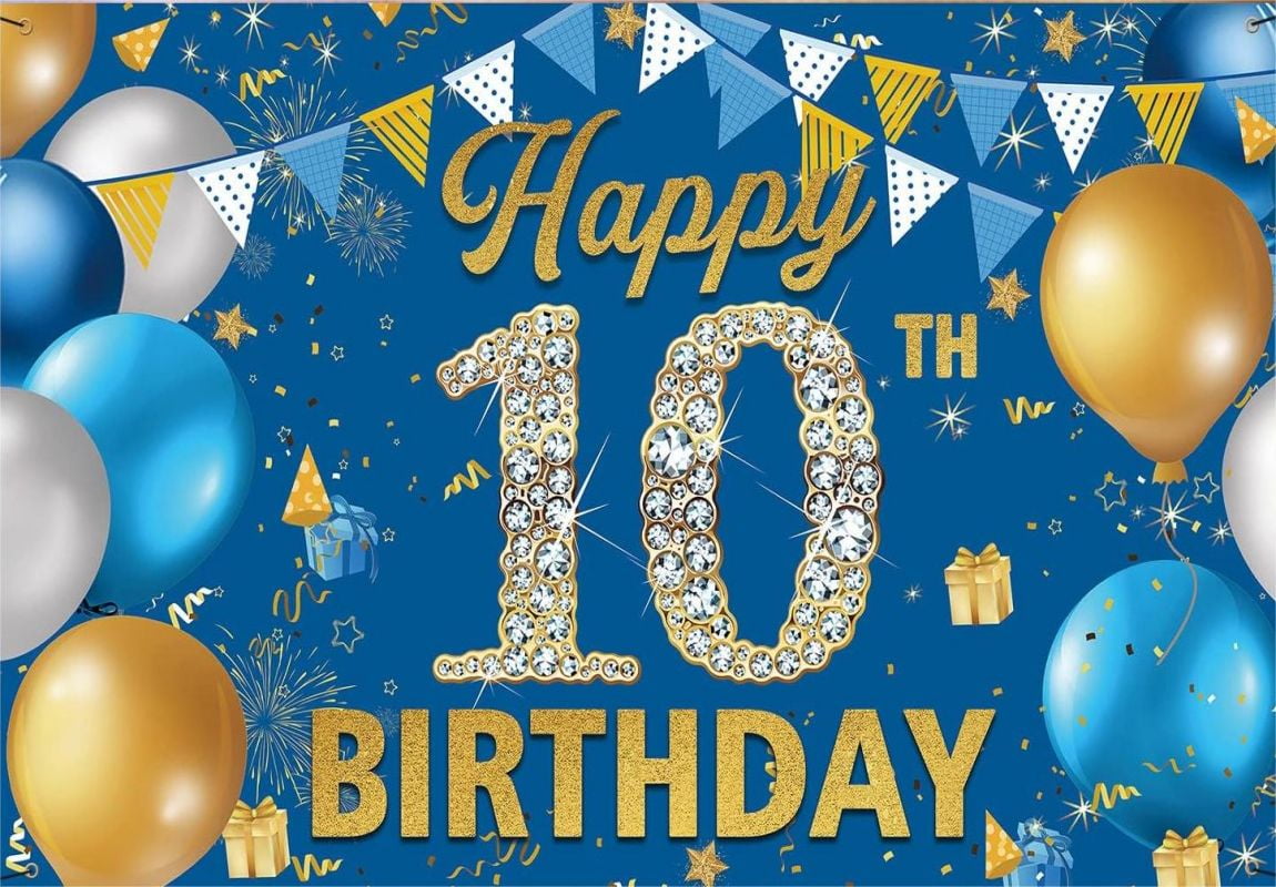 Happy 10th Birthday Golden Background for Photography Princess ...