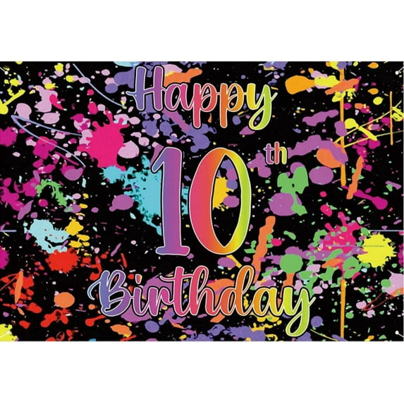 Happy 10th Birthday Out Single Digits Backdrop Girl Boho Peace Love ...