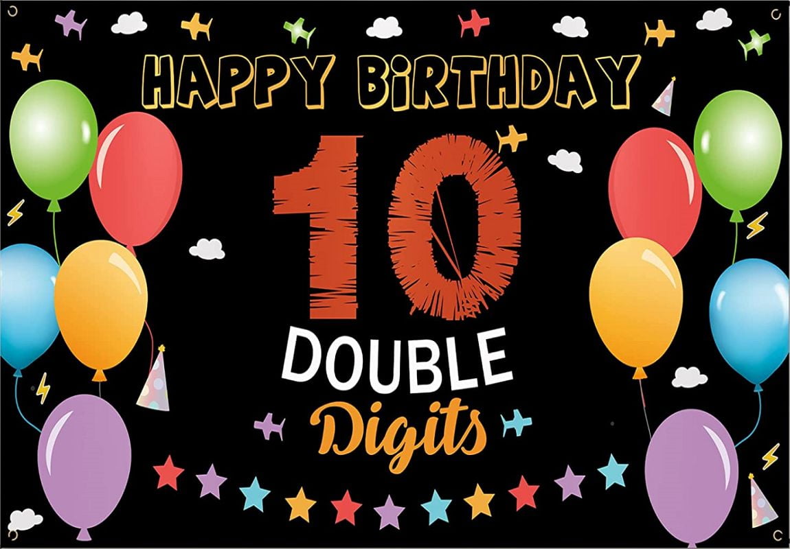 Happy 10th Birthday Party Photography Backdrops ration Custom Backdrop ...