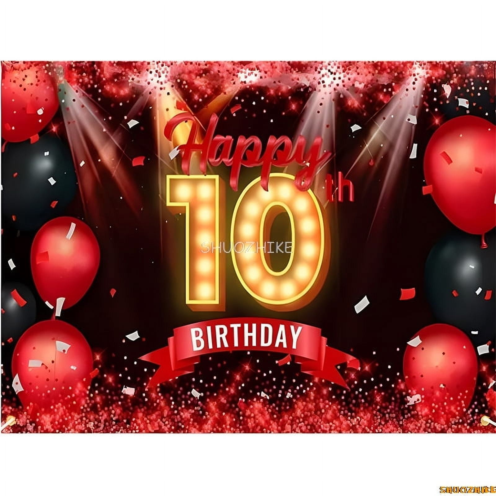 Happy 10th Birthday Party rations Photography Backdrops Props Kids ...