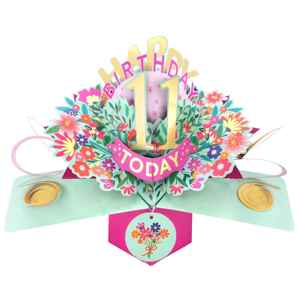 Happy 11th Birthday 11 Today Pop-Up Greeting Card Love Kate's Pop Up ...