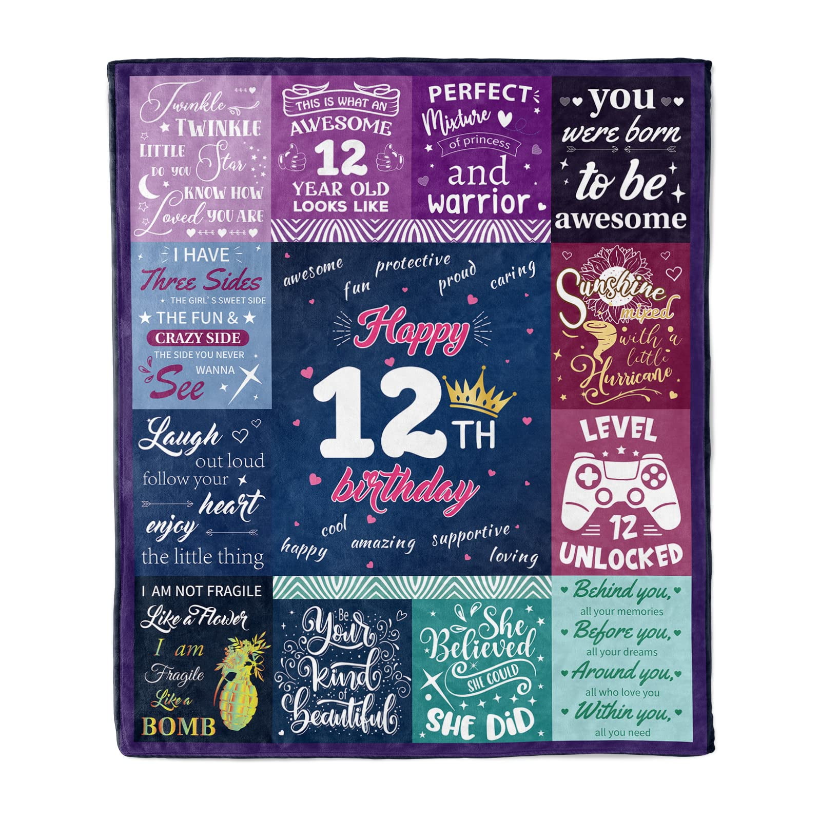 Happy 12th Birthday Gifts Blanket, Birthday Gifts for 12 Year Old Boys ...