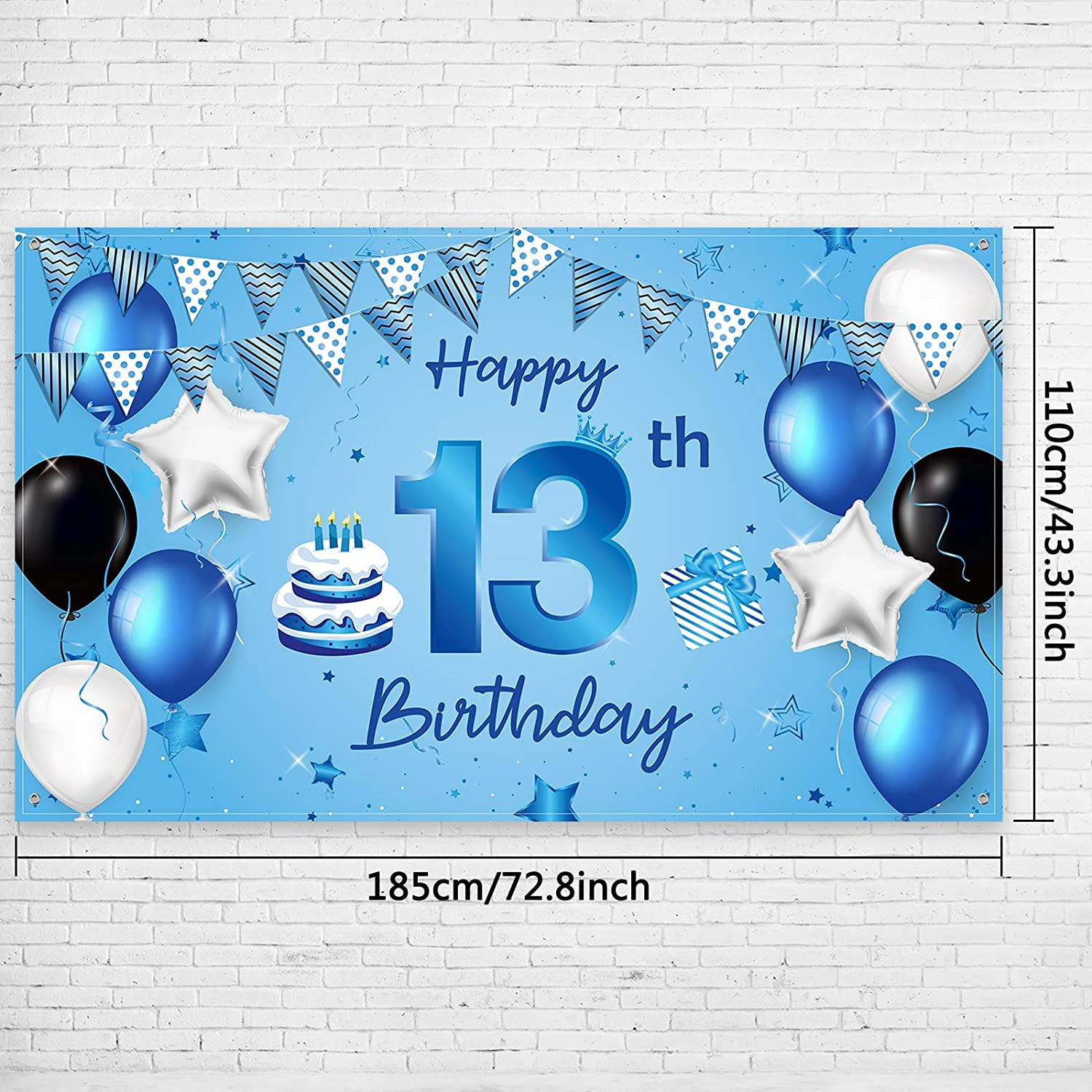 Happy 13Th Birthday Backdrop Banner Extra Large Fabric Birthday Sign ...