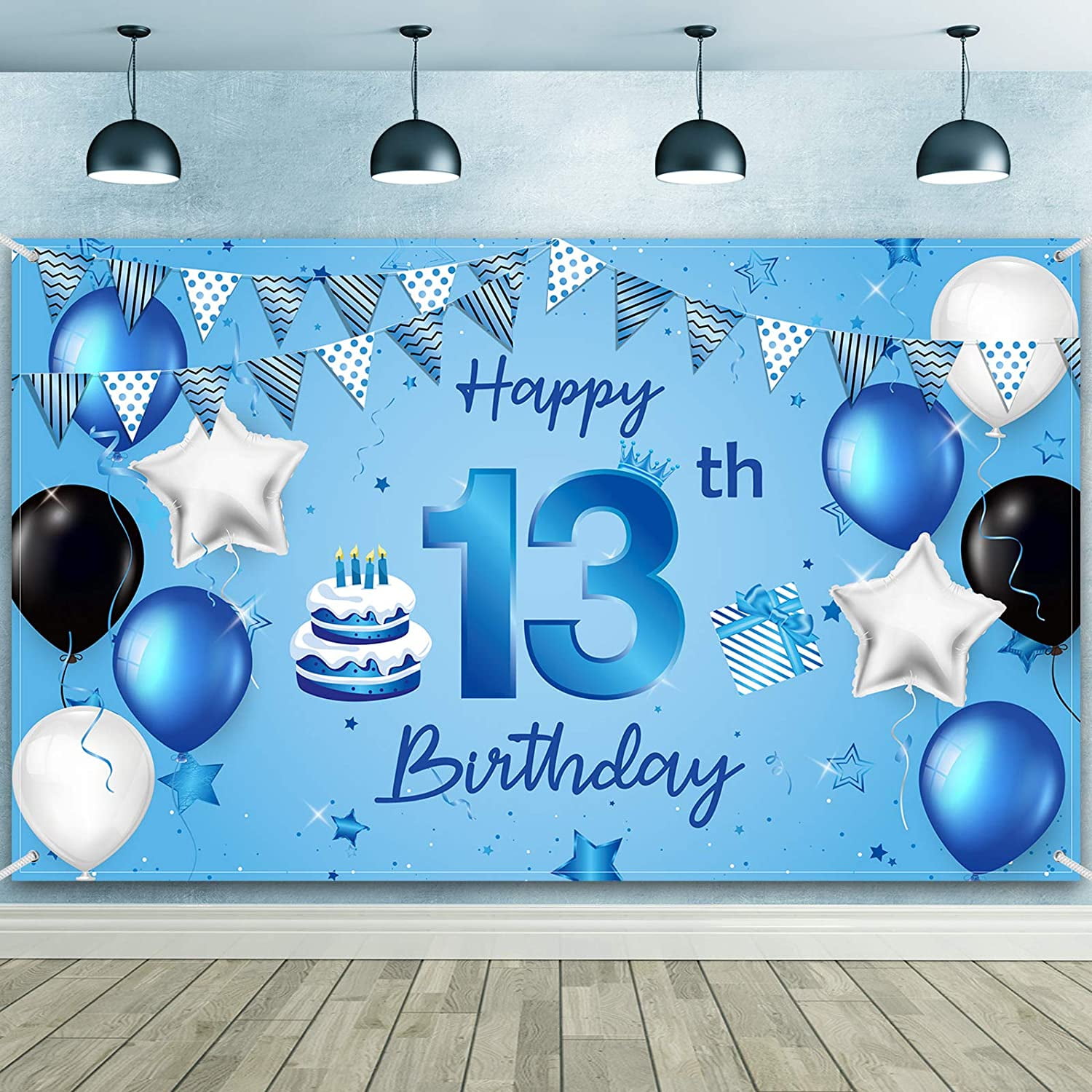 Happy 13th Birthday Backdrop Banner Large Birthday Sign Poster ...