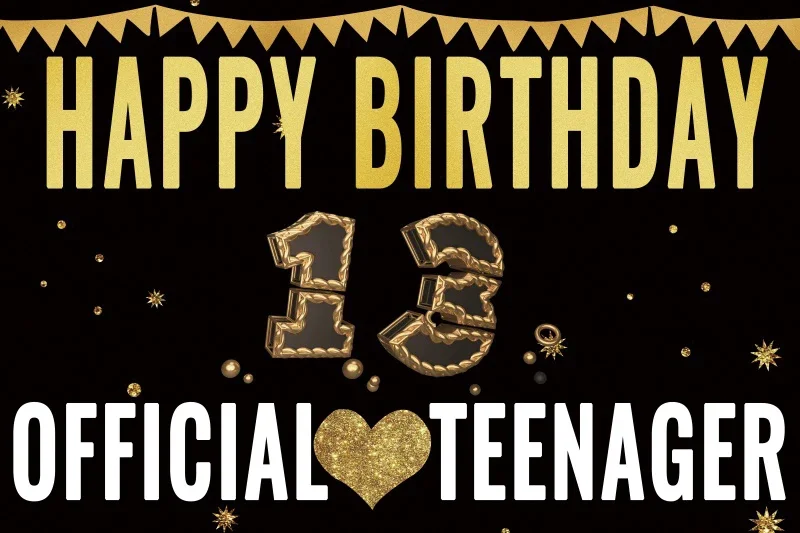 Happy 13th Birthday Backdrop Rose Gold Balloon Thirteen Years Old ...