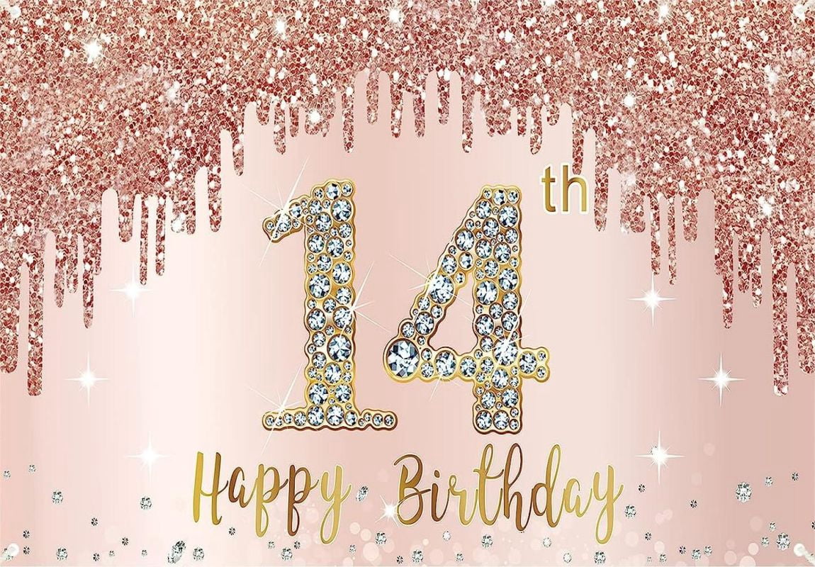 Happy 14th Birthday Background Photography Banner Backdrop Balloon ...