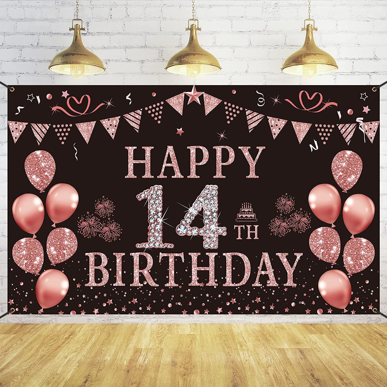 Happy 14th Birthday Decorations for Girls - Pink Rose Gold 14 Birthday ...