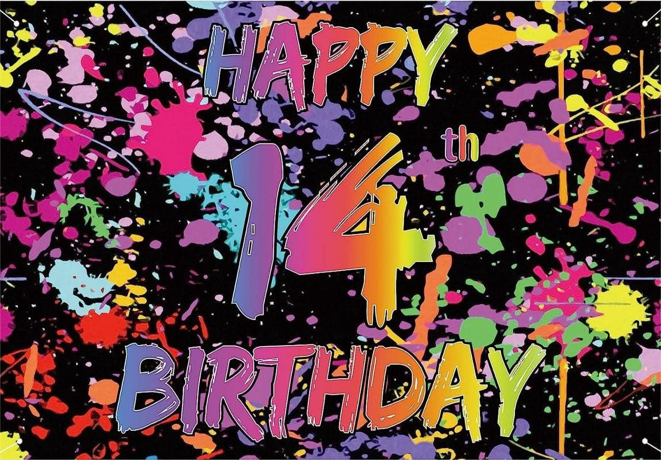 Happy 14th Birthday Golden Girl Invitation Background Balloon Boy ...