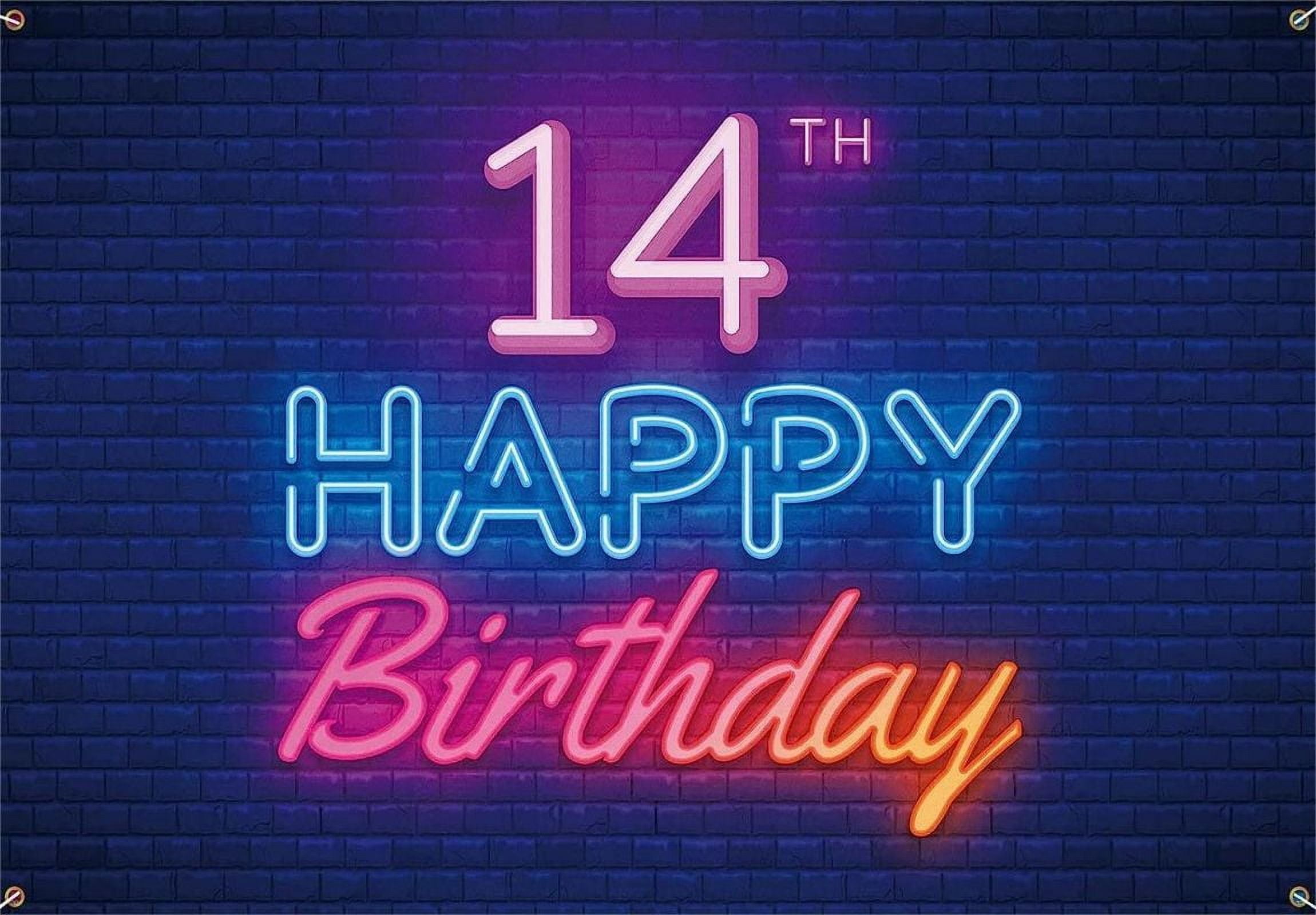 Happy 14th Birthday Golden Girl Invitation Background Balloon Boy ...