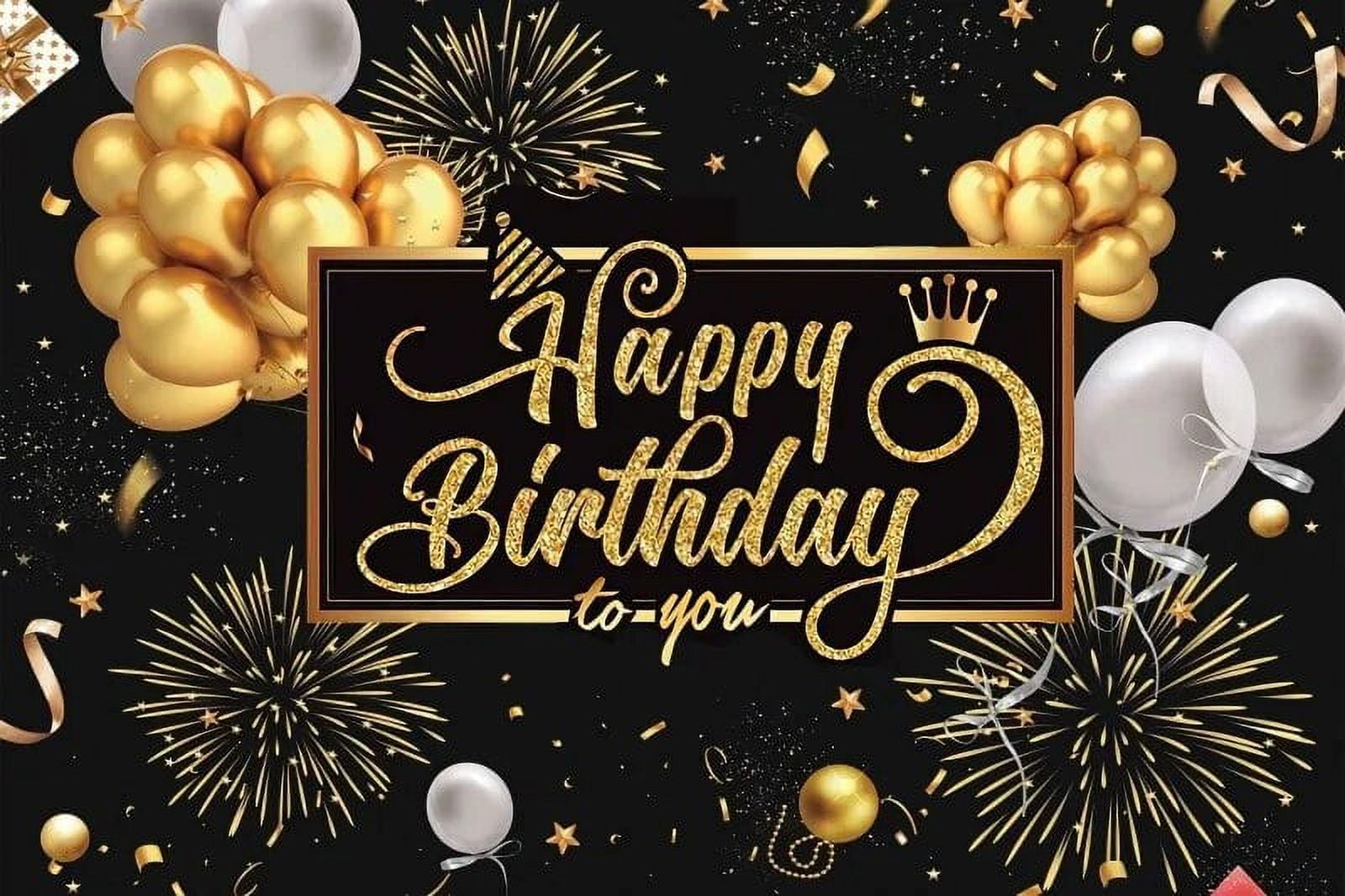 Happy 15 45 60 70 Birthday Photography Backdrops Black Golden Balloons ...