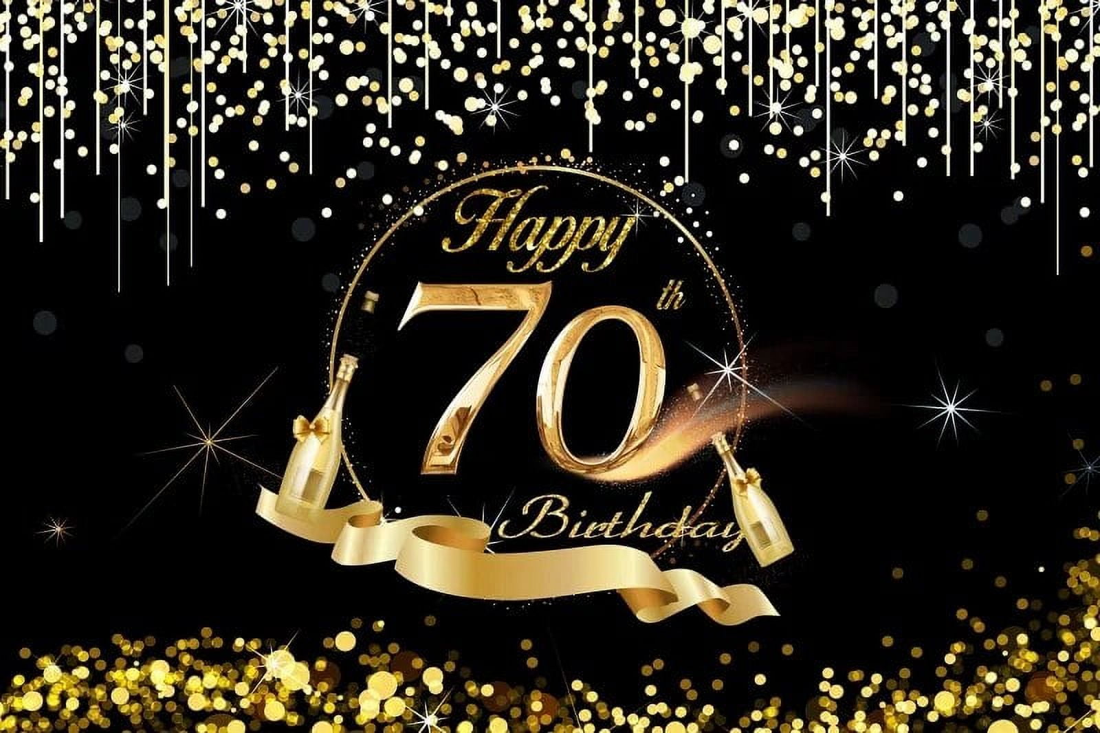 Happy 15 45 60 70 Birthday Photography Backdrops Black Golden Balloons ...