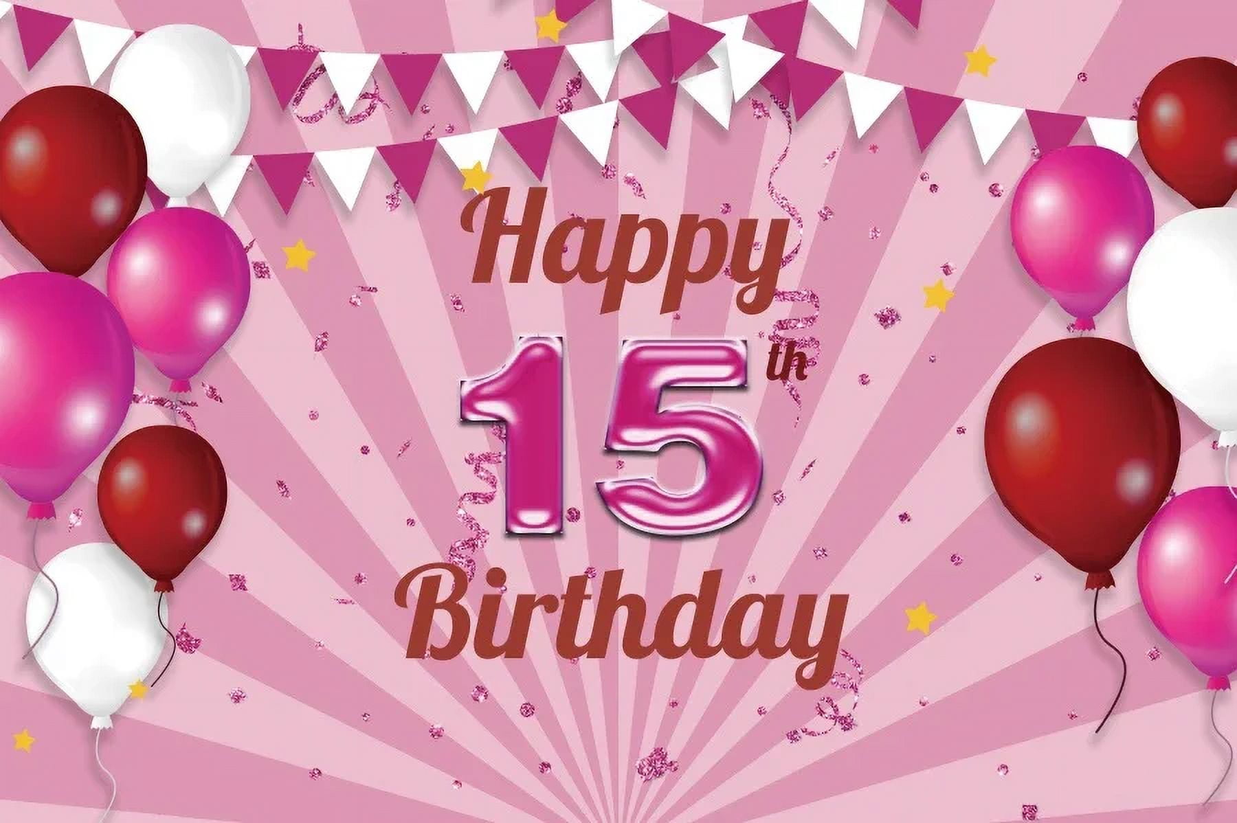 Happy 15th Birthday Backdrop ration Rose Gold Boys 15 Years Old ...