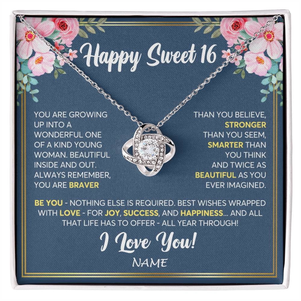 Happy 16th Birthday Necklace, White Love Knot Necklace - Walmart.com